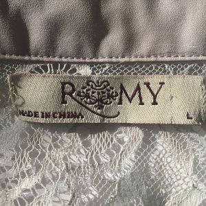 Romy | Tops | Gray Lace Back Romy Long Sleeve Blouse A | Poshmark